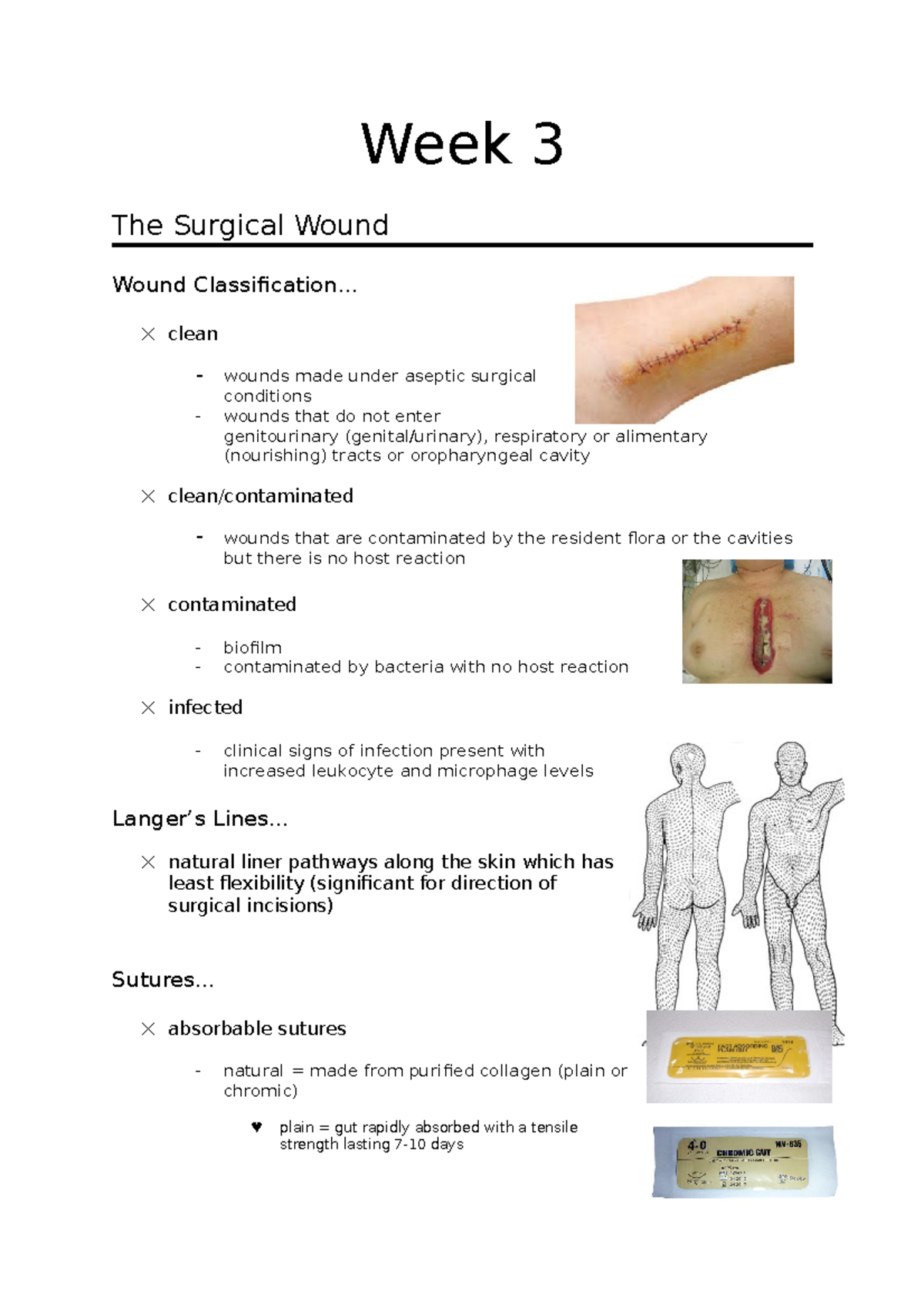 Wound Care Notes Wk 3 - Week 3 The Surgical Wound Wound Classification ...