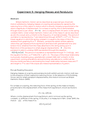 Vibrating string lab report with graphs and question - Vibrating String Lab Eric Son, Michael ...