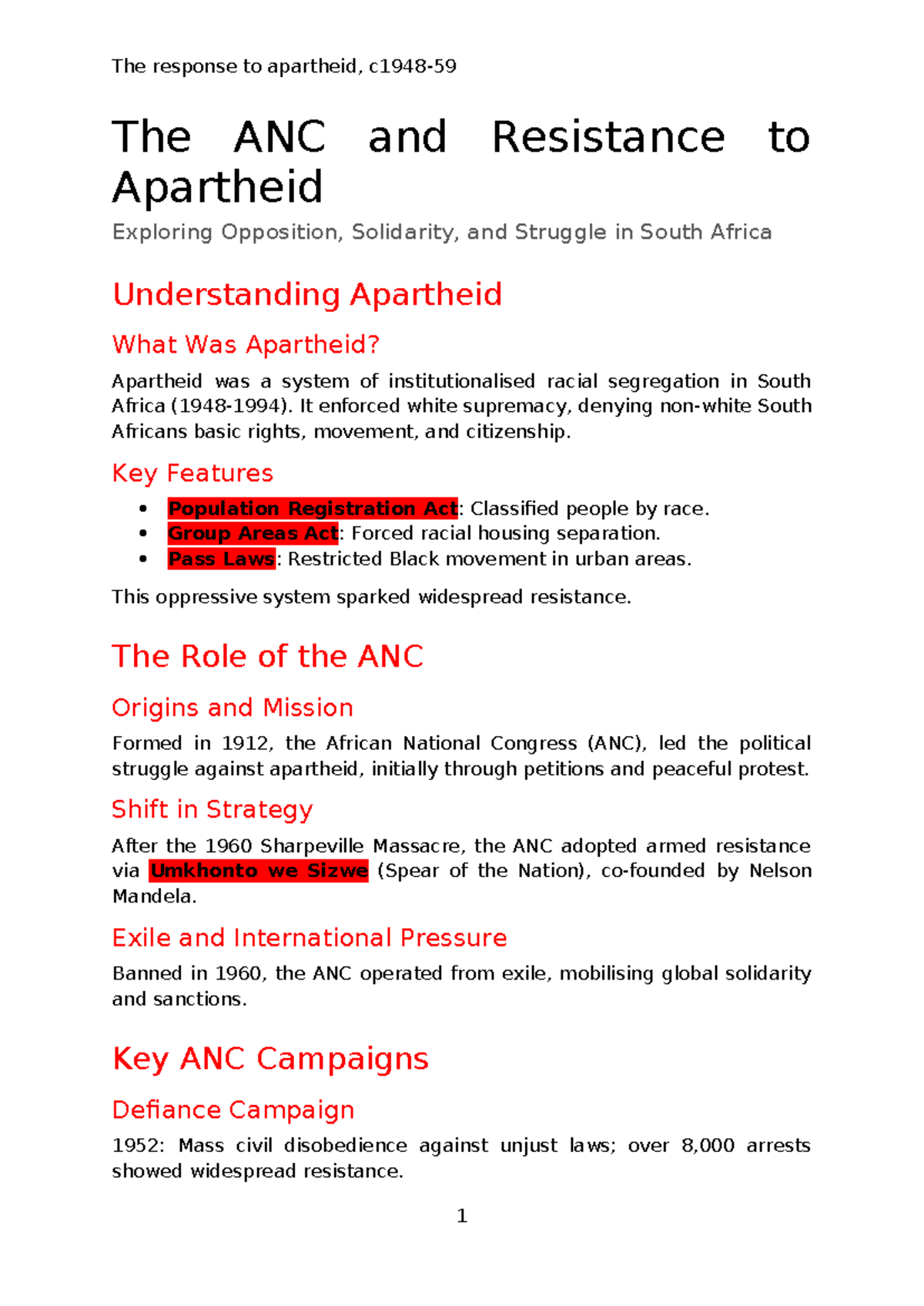 The ANC and Resistance to Apartheid: A Study of Struggle and Solidarity ...