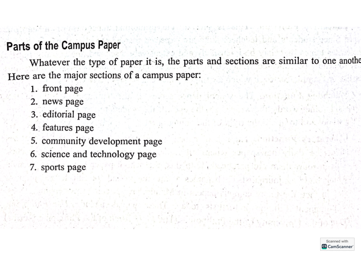 Sections of a Campus Paper: A Comprehensive Guide - Studocu