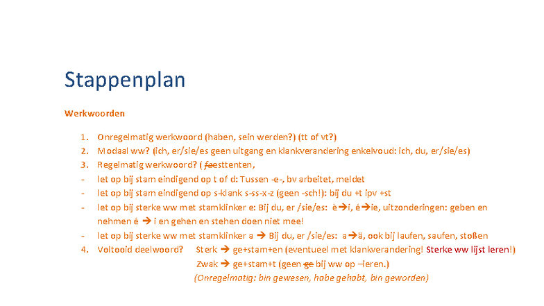 Stappenplan voor Werkwoorden en Naamvallen in Duits 101 - Studeersnel