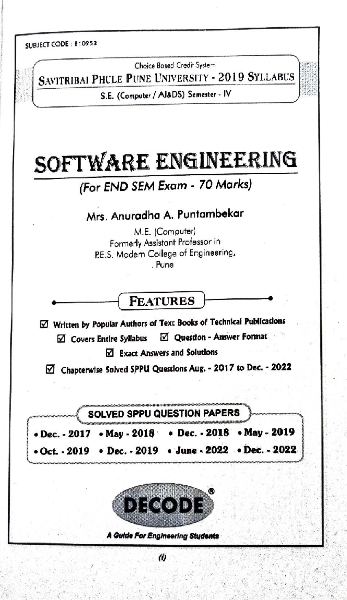 SE 210253 Software Engineering End Sem Exam Guide: Estimation ...
