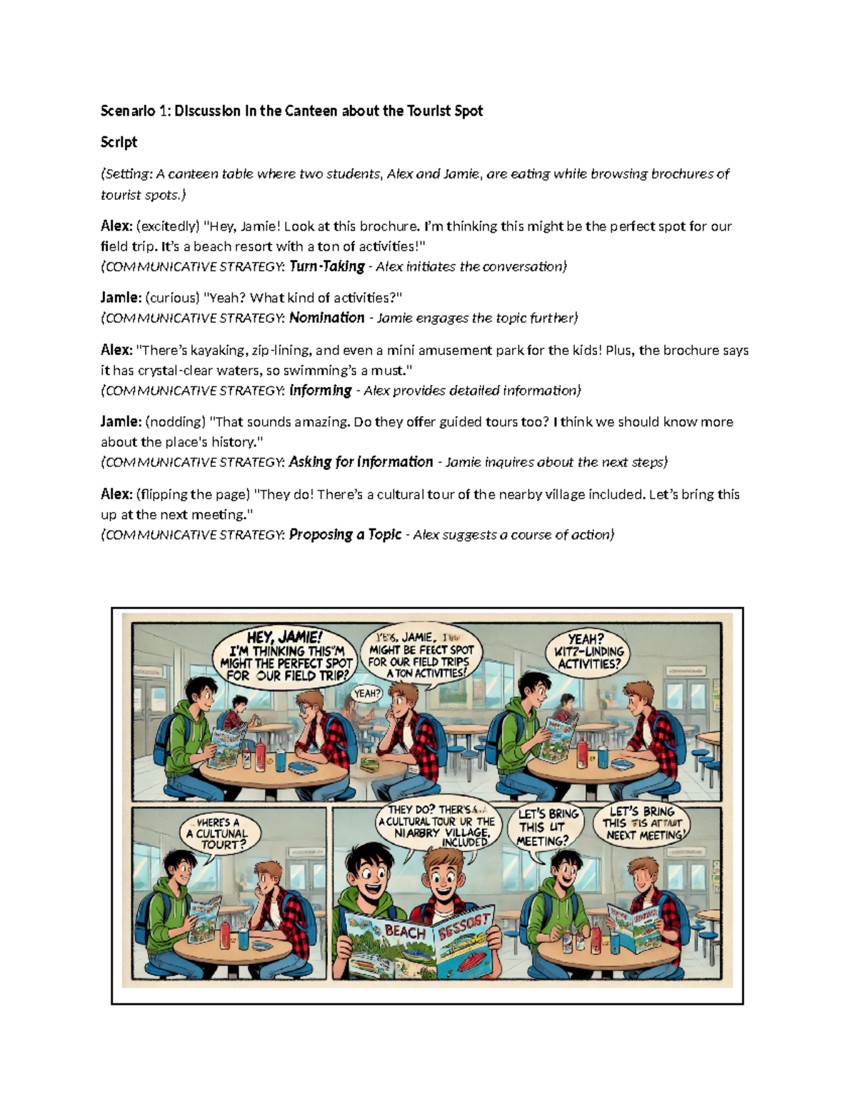 Comic Strips Script - HTRYTR - Scenario 1: Discussion in the Canteen ...