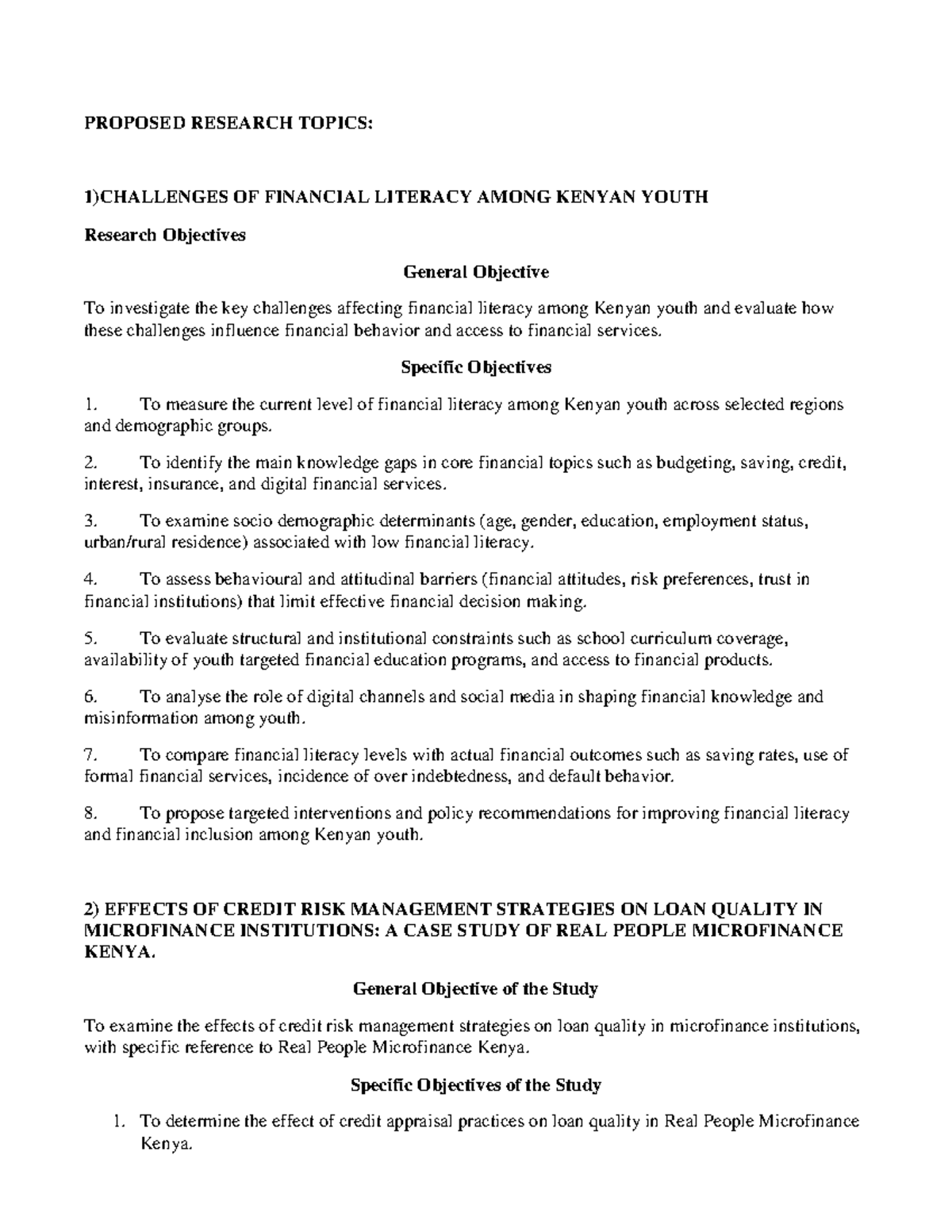 Research Project: Proposed Topics on Financial Literacy & Fraud ...