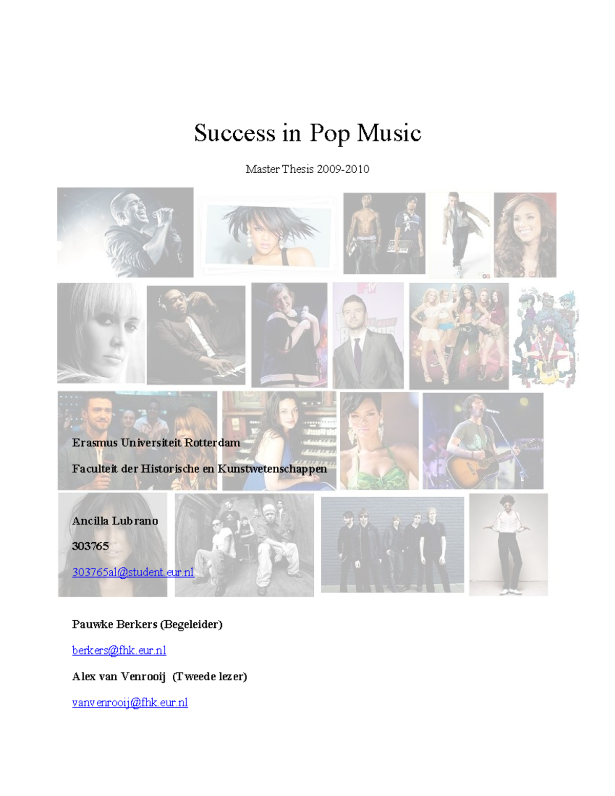 Master Thesis: Success Factors in Pop Music - 303765 - Studeersnel