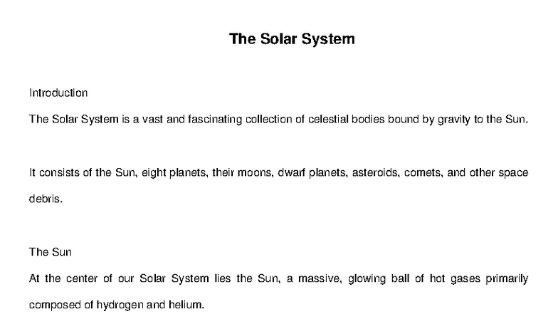 Exploring the Solar System: Structure and Celestial Bodies - Studocu