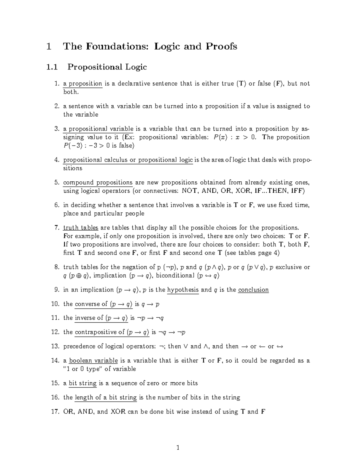 Mathematics 511: Foundations of Logic and Proofs Overview - Studocu