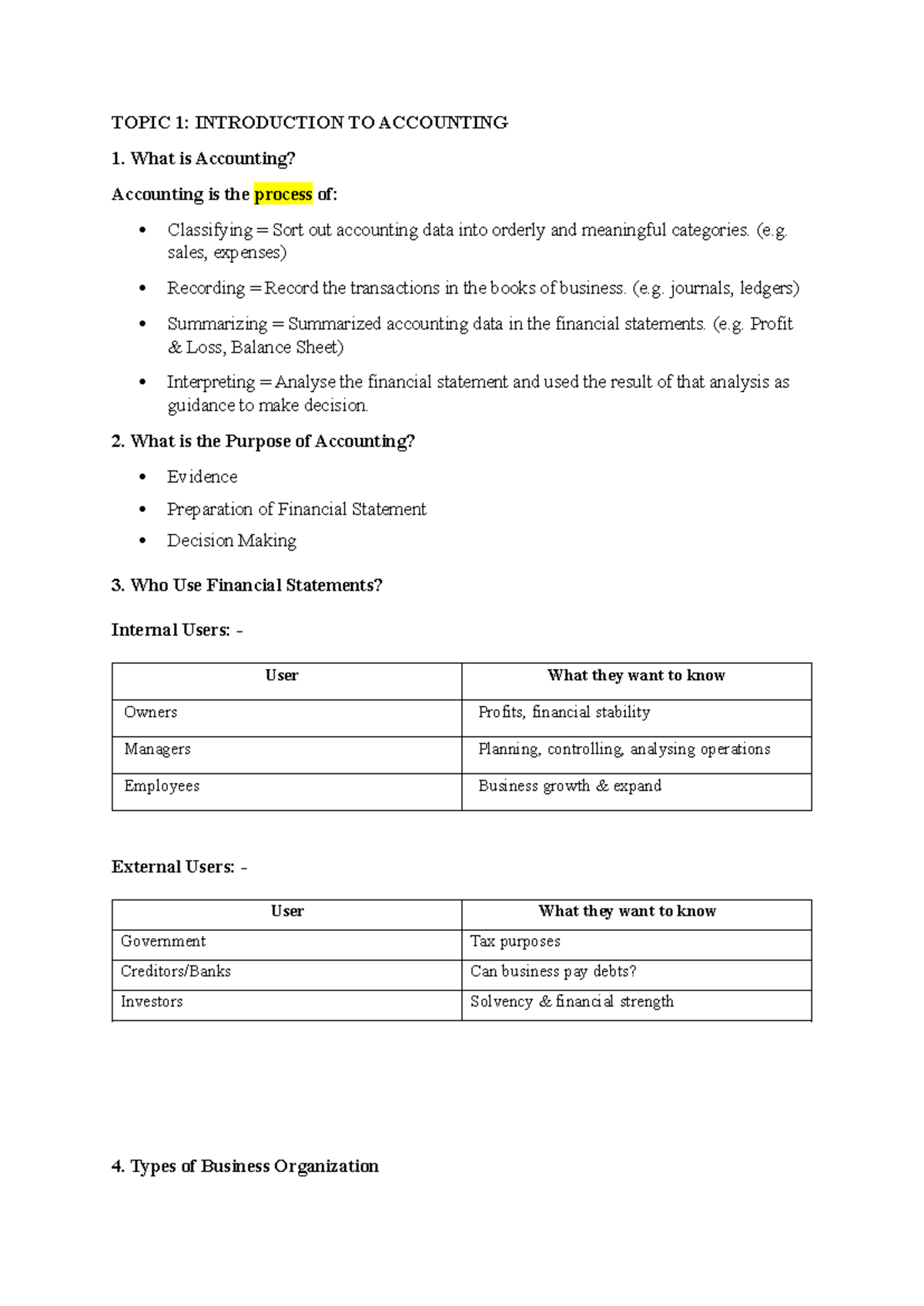 QUIZ 1 Notes: Introduction to Accounting Concepts and Principles - Studocu