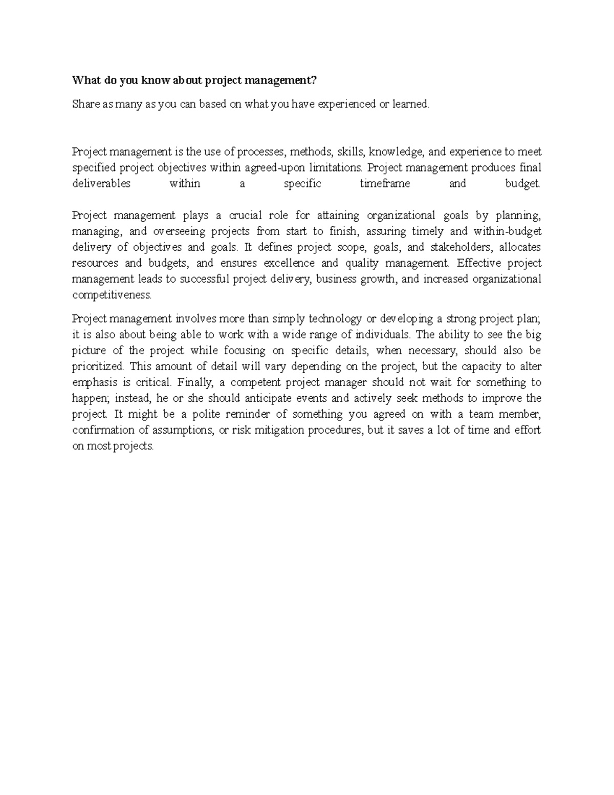 Project Management Insights: Key Concepts and Best Practices - Studocu