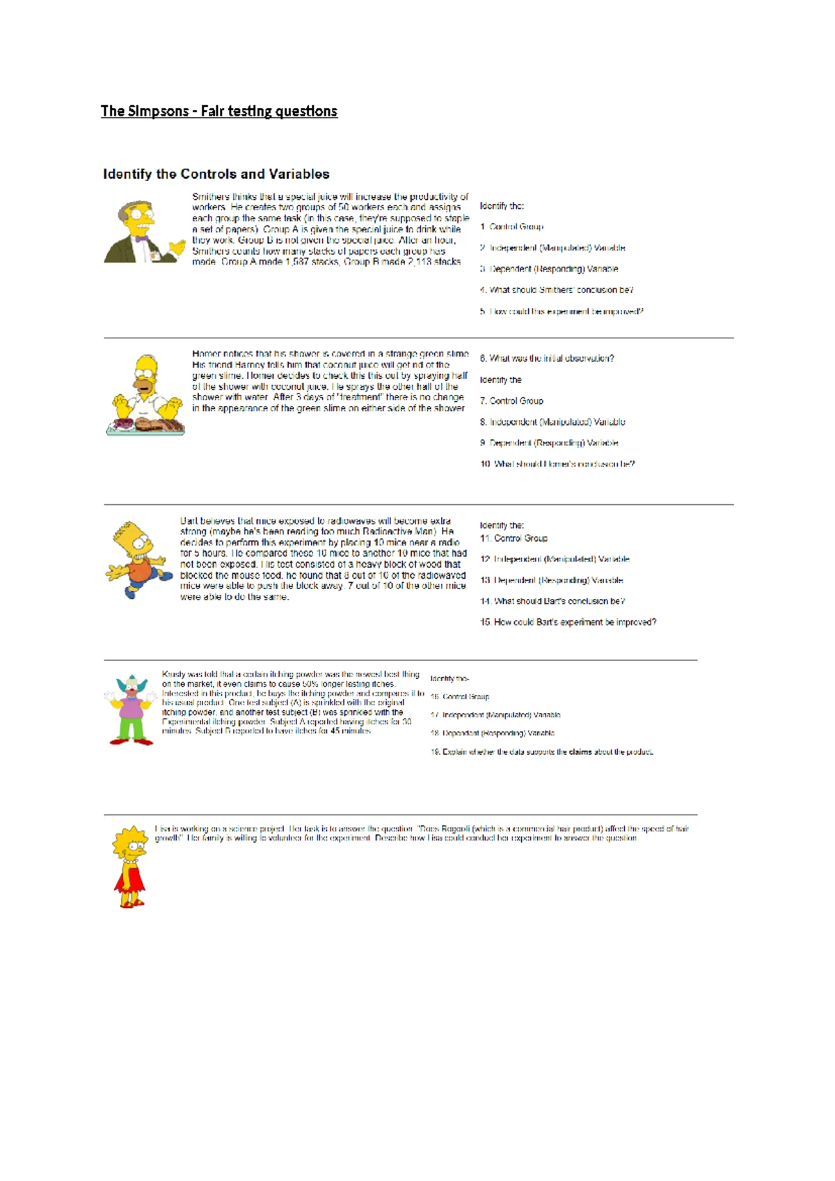 Science Worksheet: Identifying Elements and Their Properties - Studocu