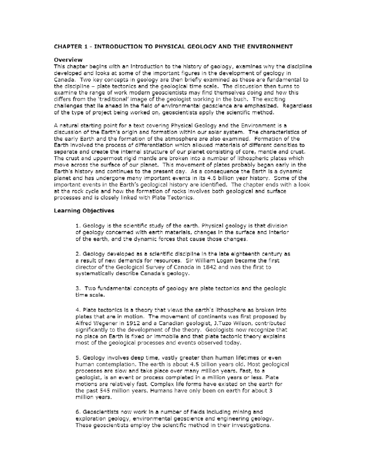 Chapter 1 - Intro to Physical Geology Concepts and Overview - Studocu