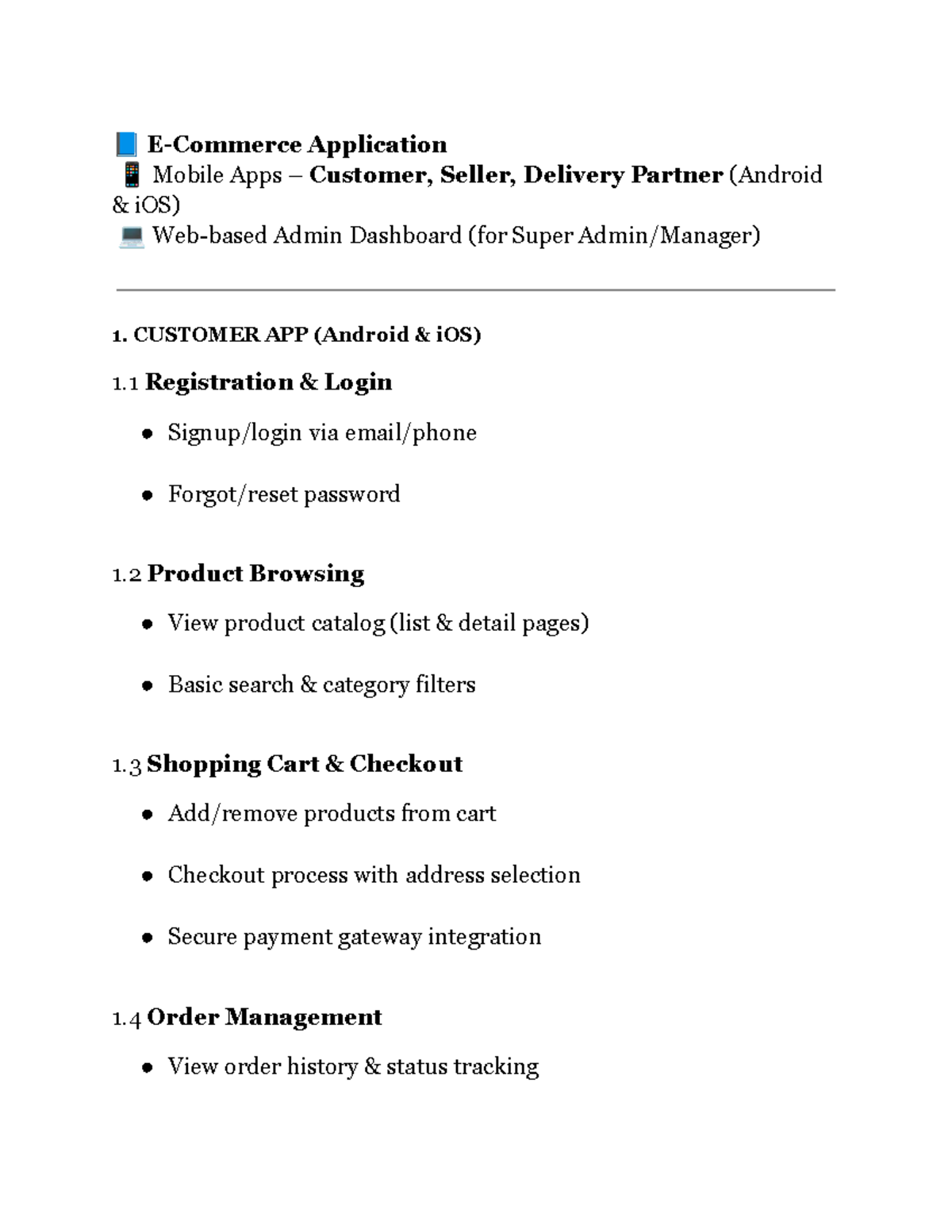 E-Commerce Application Module Overview (Android & Web) - Studocu