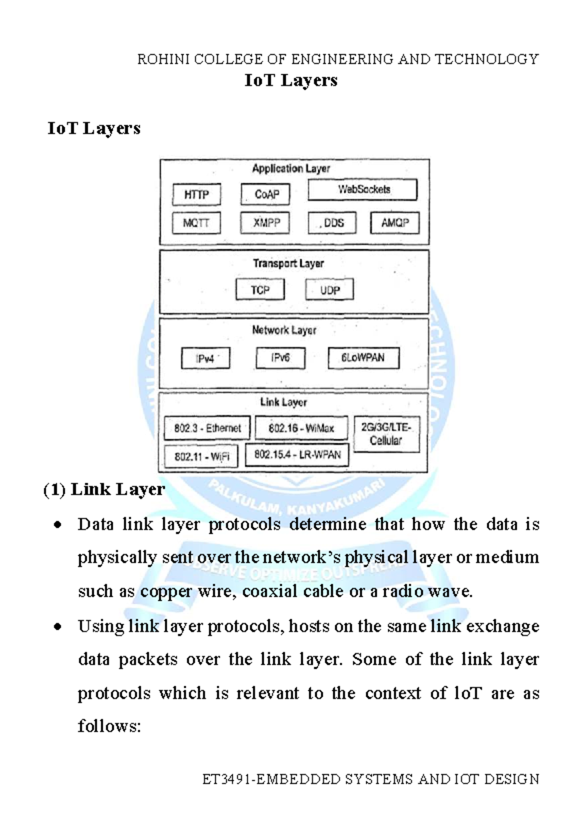 IoT Layers Overview - Unit 4 - Systems and IoT Design - Studocu