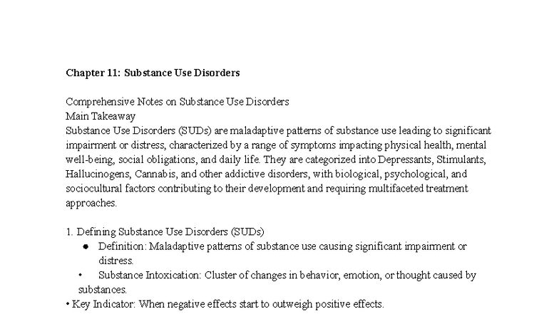 Psychopathology Notes: Chapter 11 - Substance Use Disorders (SUDs ...