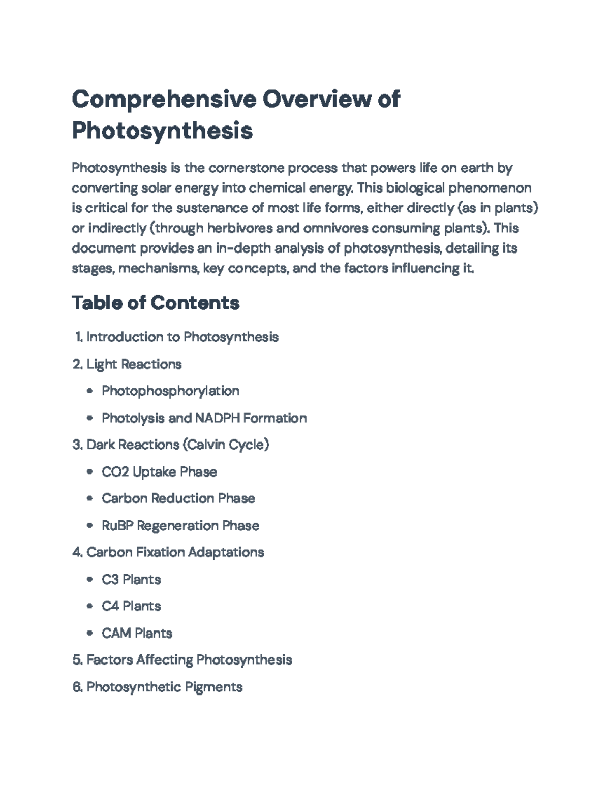 In-Depth Analysis of Photosynthesis: Mechanisms & Environmental Factors ...