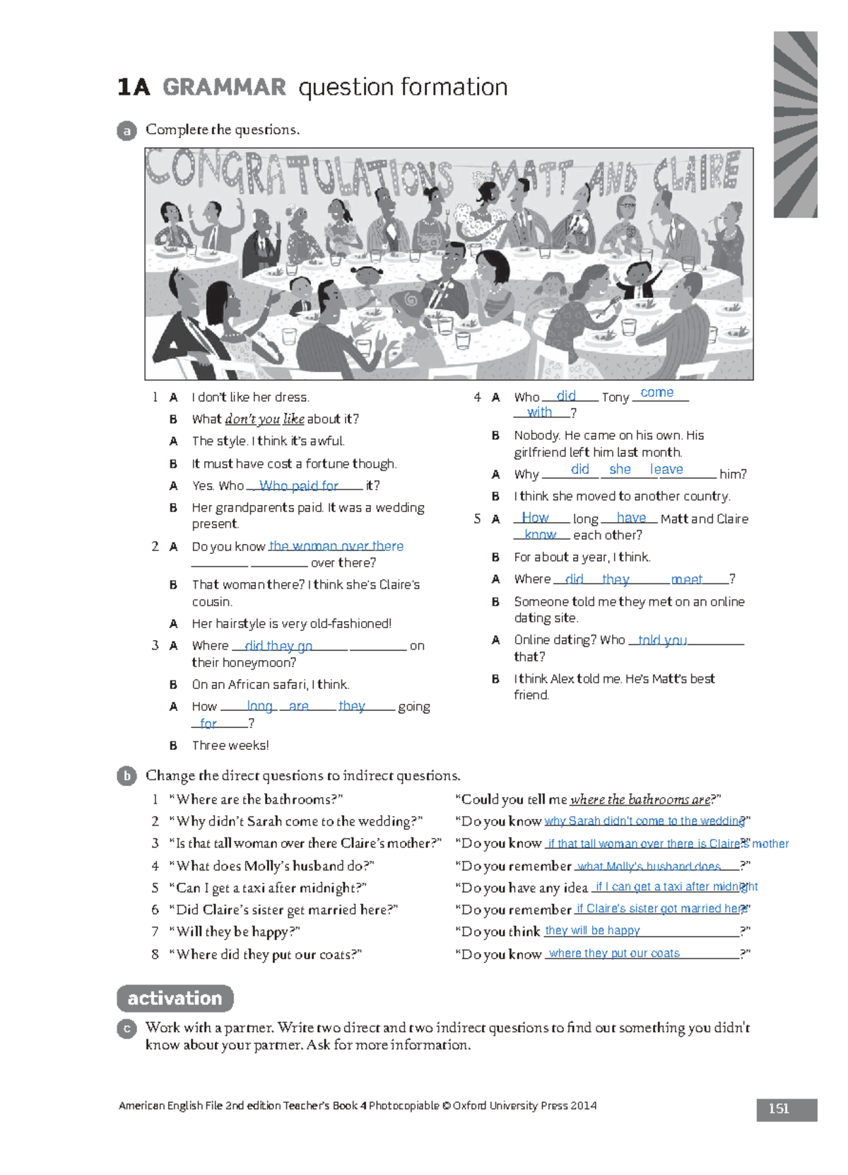 1A Grammar Question Formation: Direct & Indirect Questions - Studocu
