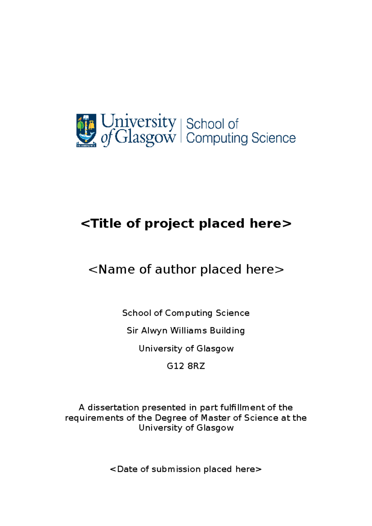 MSc Project Template: Dissertation Structure & Guidelines - Studocu