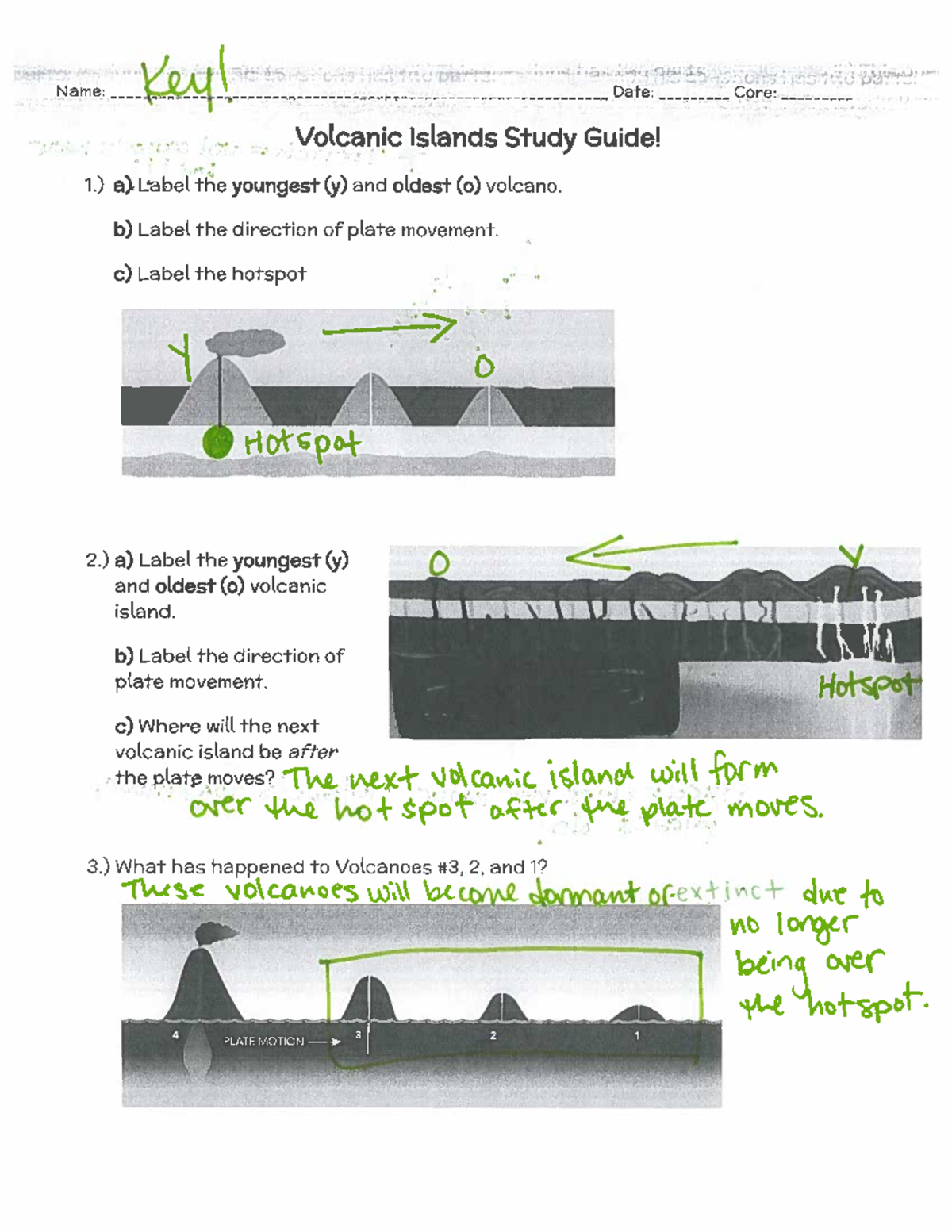 Volcanic Island SG KEY - SG KEY - Determine Name: Keyl Date: Core ...