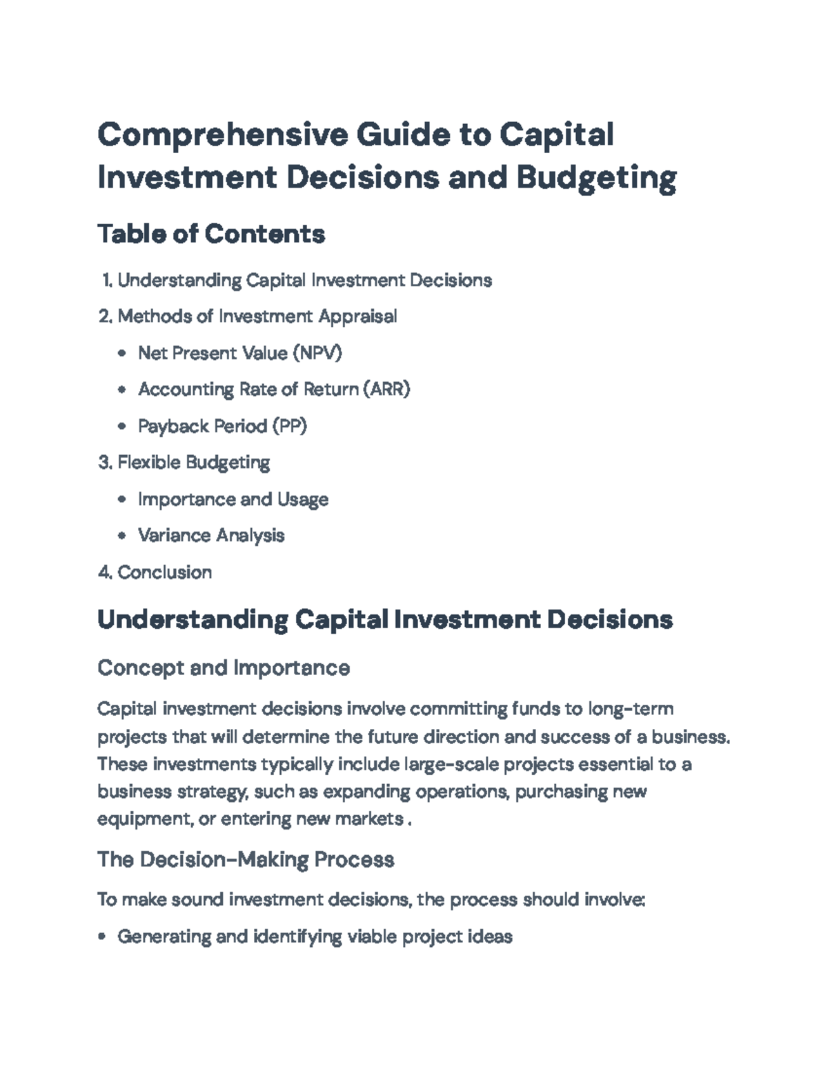 Comprehensive Guide to Capital Investment Decisions and Budgeting ...