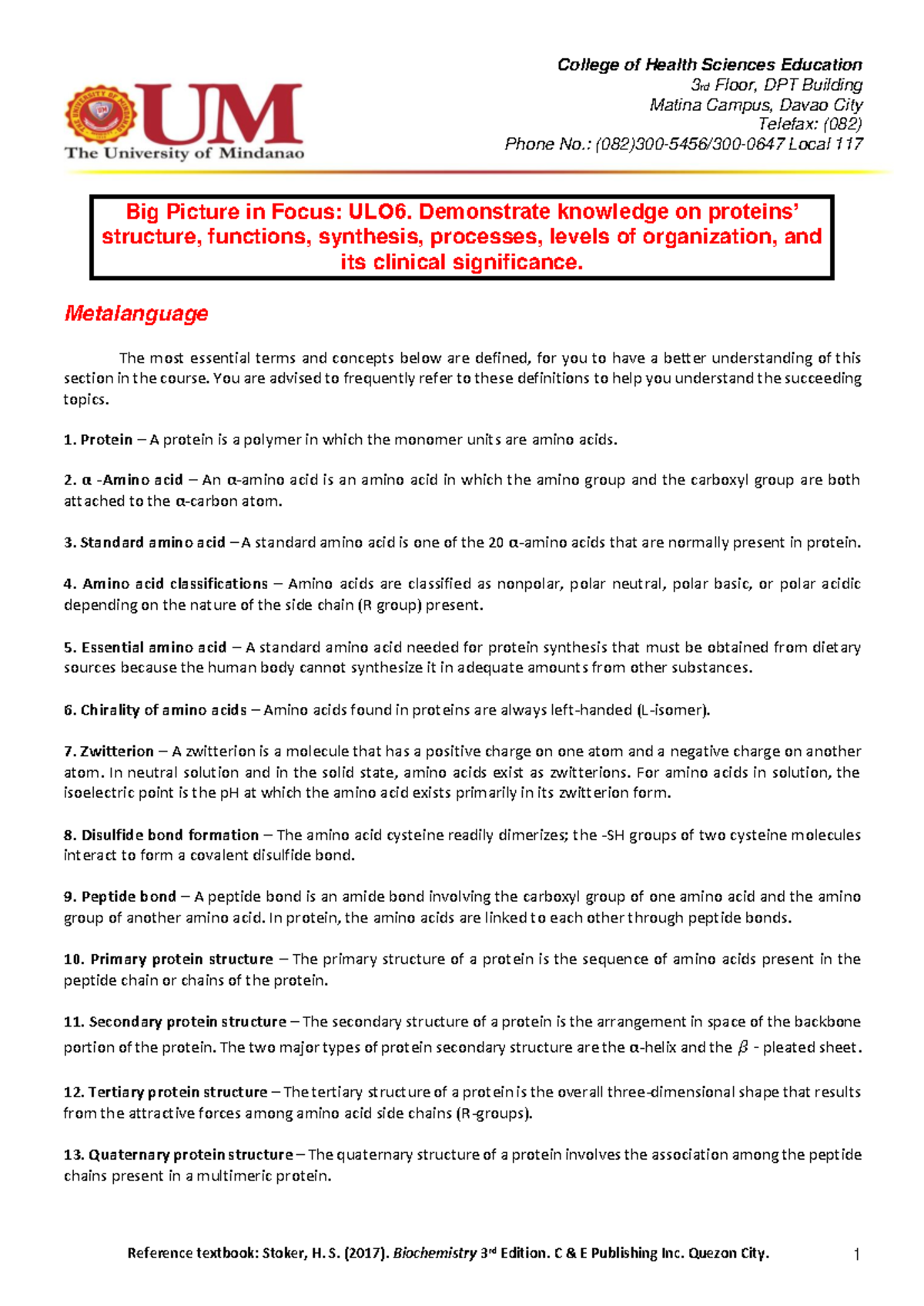Biochem-ULO6: Understanding Protein Structure and Function - Studocu