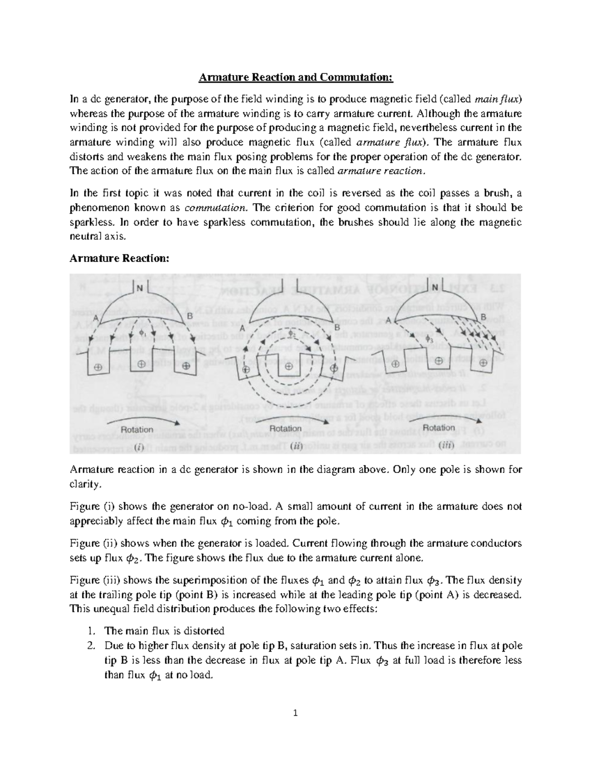 Armature Reaction and Commutation in DC Generators: A Detailed Study ...