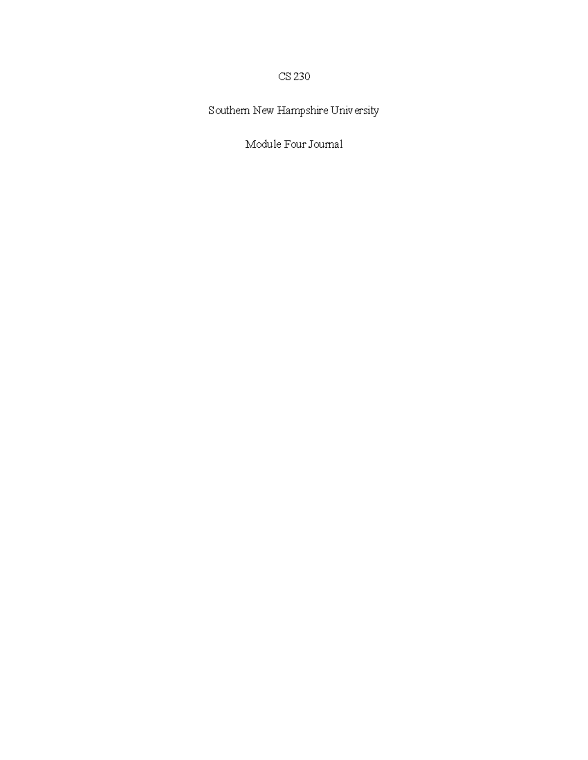 CS230 Module 4-4 Journal: Understanding Client-Server Architecture ...