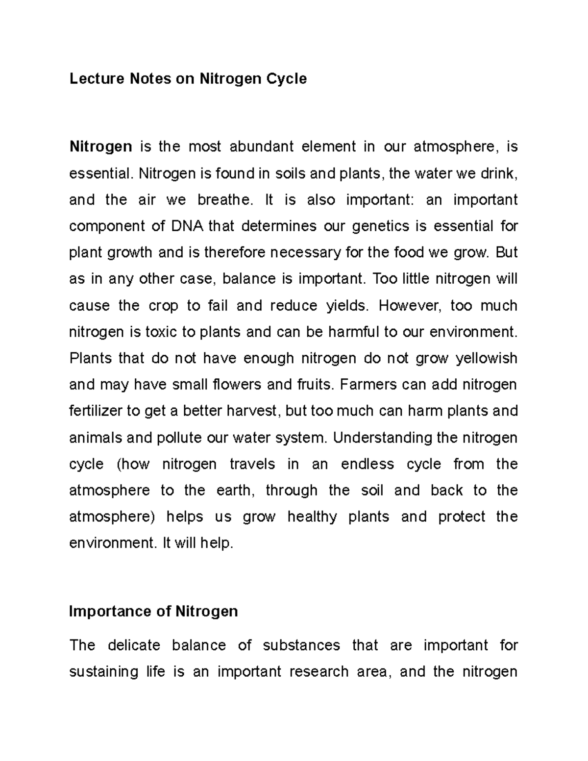 Lecture-Notes-on-Nitrogen-Cycle-Stages of Nitrogen Cycle - Lecture ...