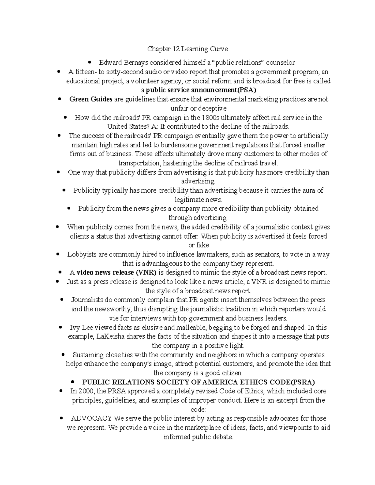 Chapter 12: Exploring Public Relations and Learning Curves - Studocu