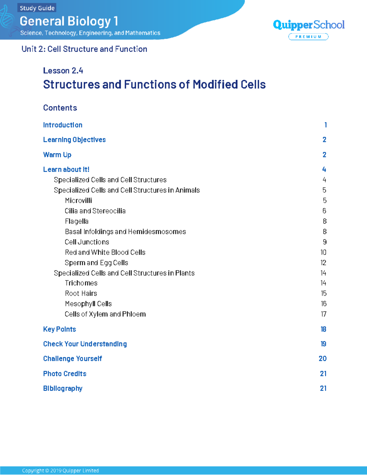 UNIT 2 Lesson 2 - N/A - Structures and Functions of Modied Cells Lesson ...