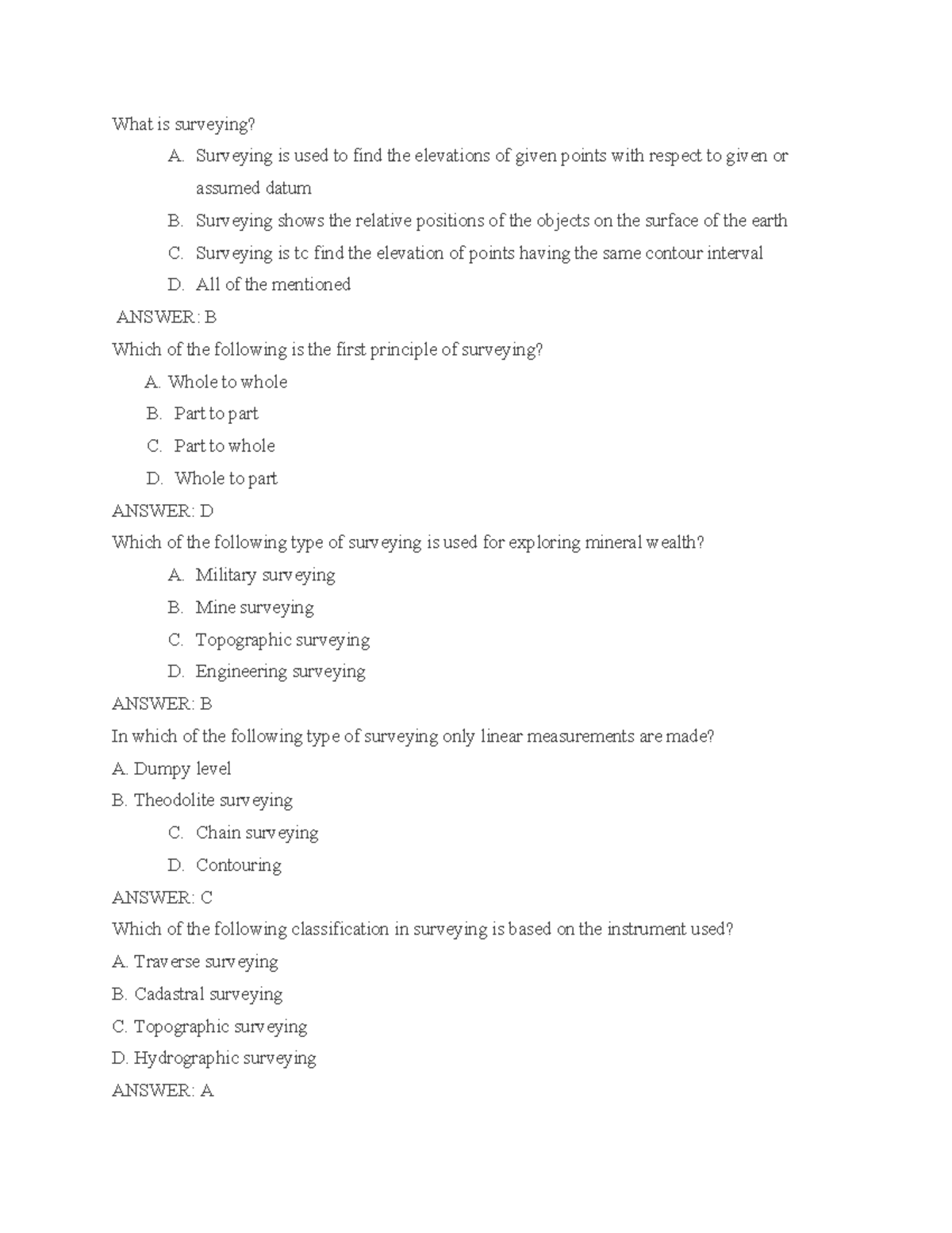 Fundamental Surveying Exam Sample Questions (SURV 101) - Studocu