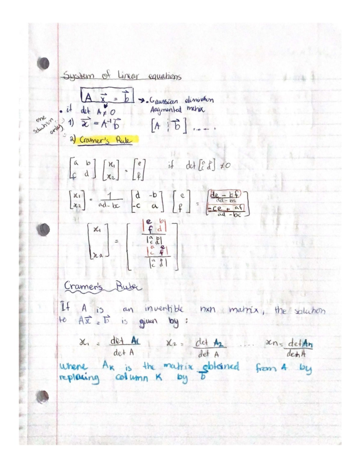 Linear Algebra Notes (MATH 101) on Systems of Equations & Vectors - Studocu
