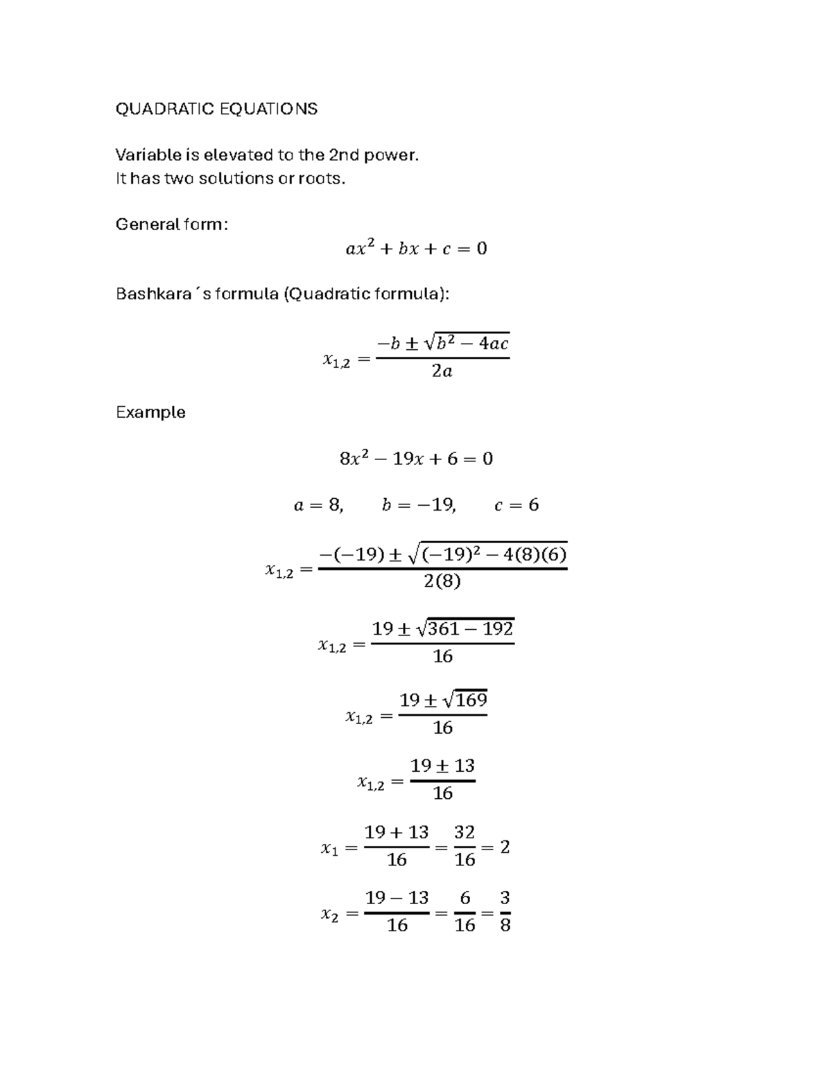 Quadratic Equations - Theory and Exercises (MATH 101) - Studocu
