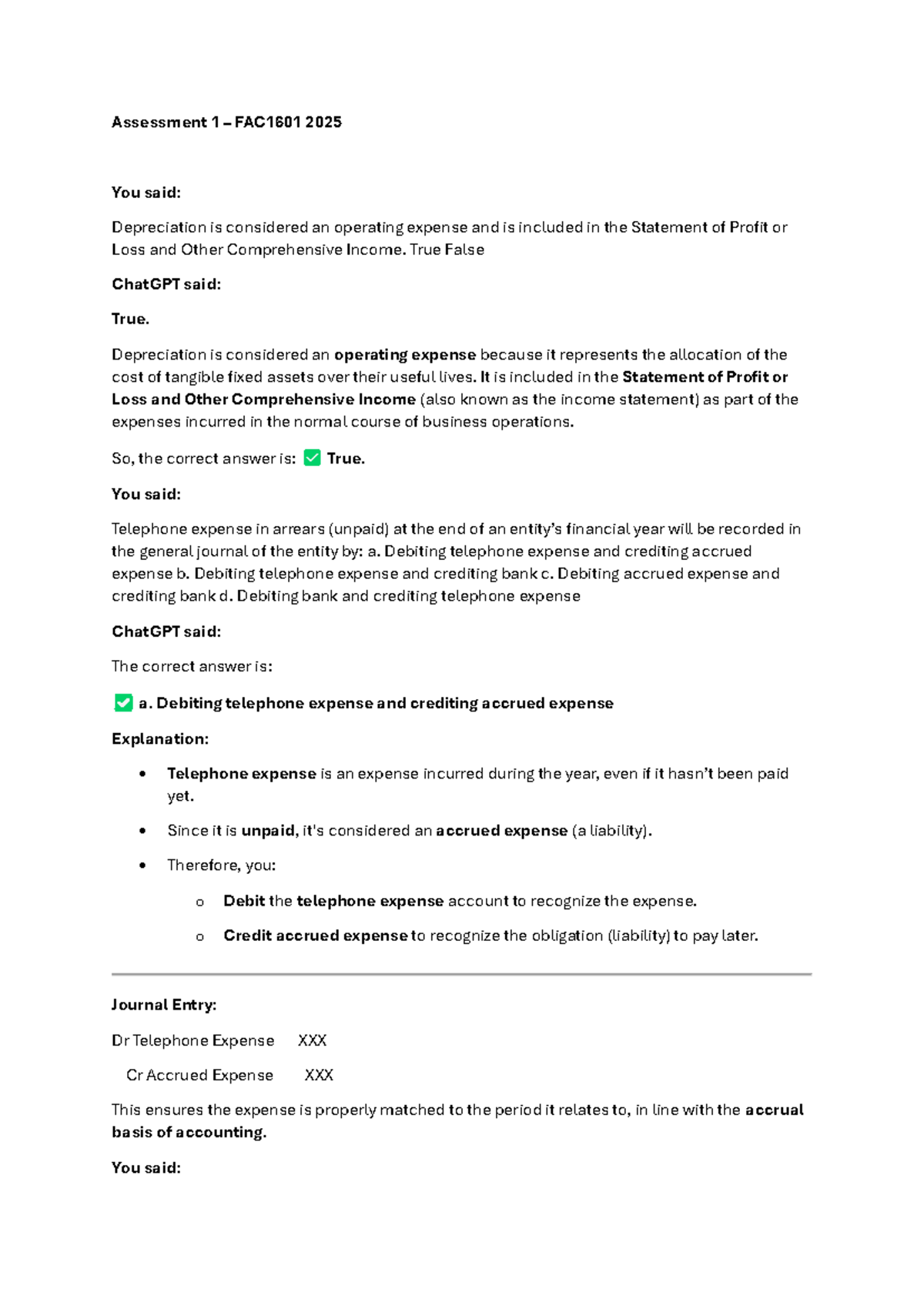 Assessment 1 FAC1601 2025: Financial Analysis and Accounting Principles ...