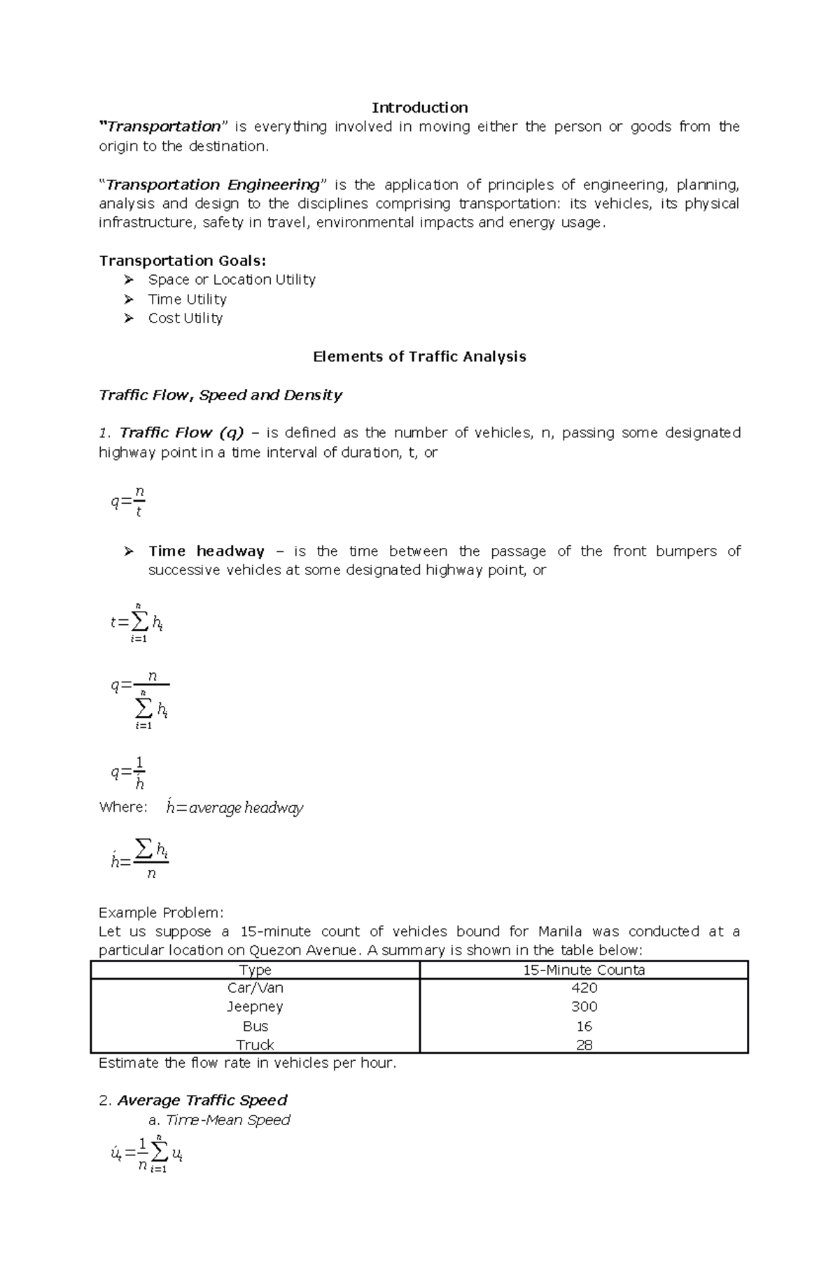 Traffic Flow Analysis and Queuing Theory: PTE PUP-2ND Sem - Studocu