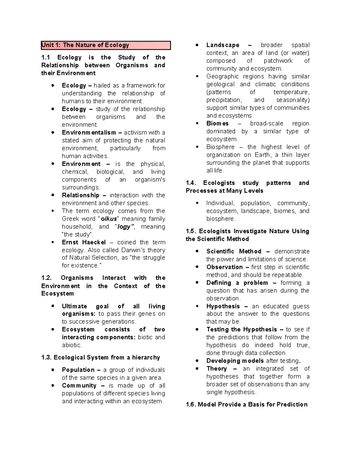 Unit 3: Aquatic Environment - Key Concepts and Processes - Studocu