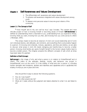 NSTP Lecture 2 - Self-Awareness and Values Development 1. The ...