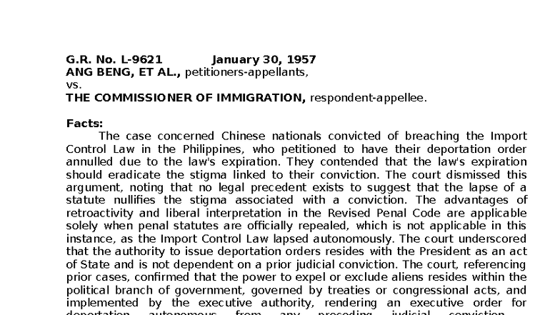 Ang Beng vs. Commissioners of Immigration, 100 P 801 - G. No. L-9621 ...
