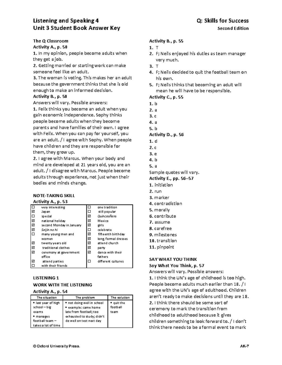 Q2E LS4 U03 Answer Key - Unit 3 Complete Responses and Insights - Studocu