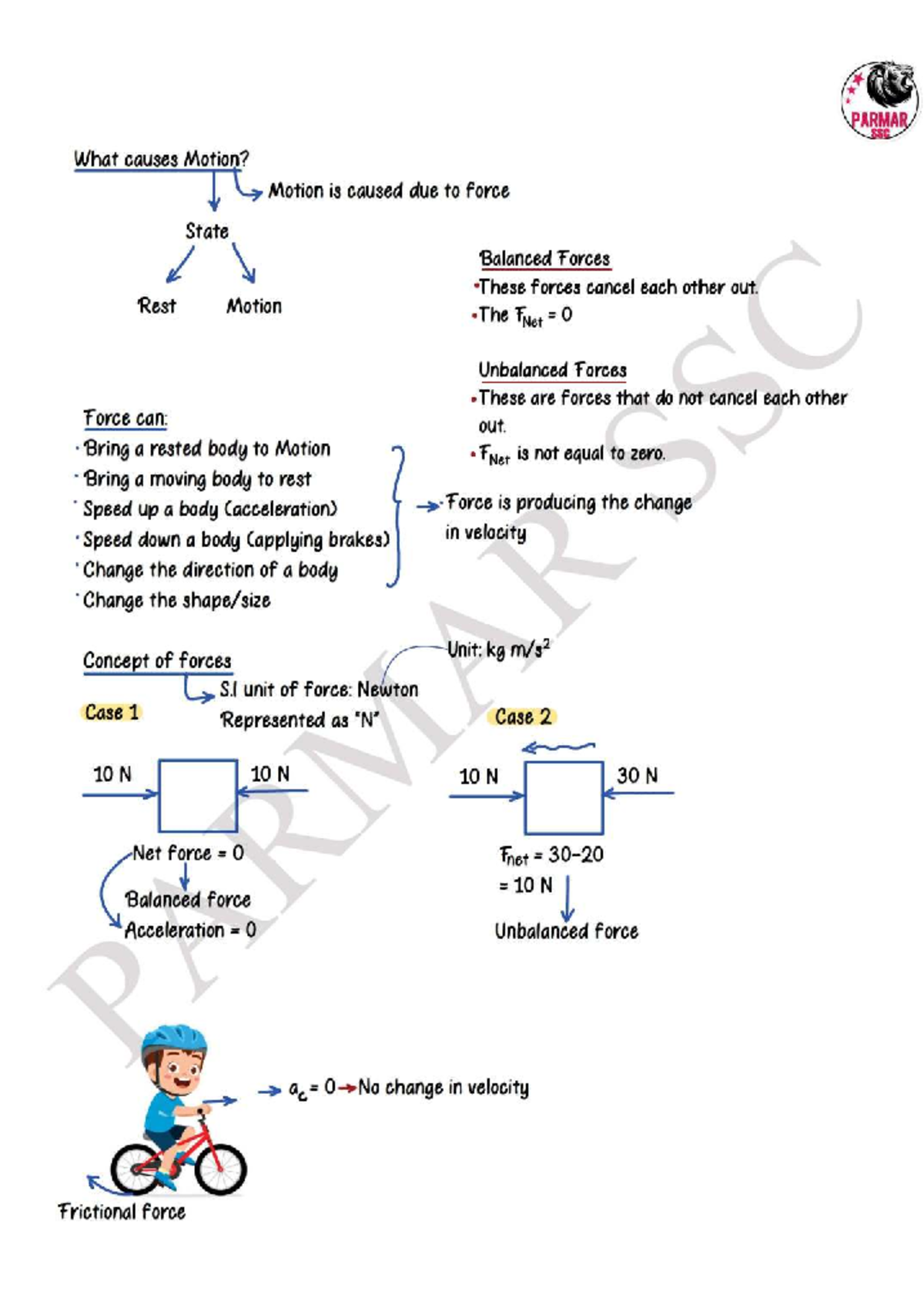 PARMAR SSC Force and Laws of Motion Overview - Studocu