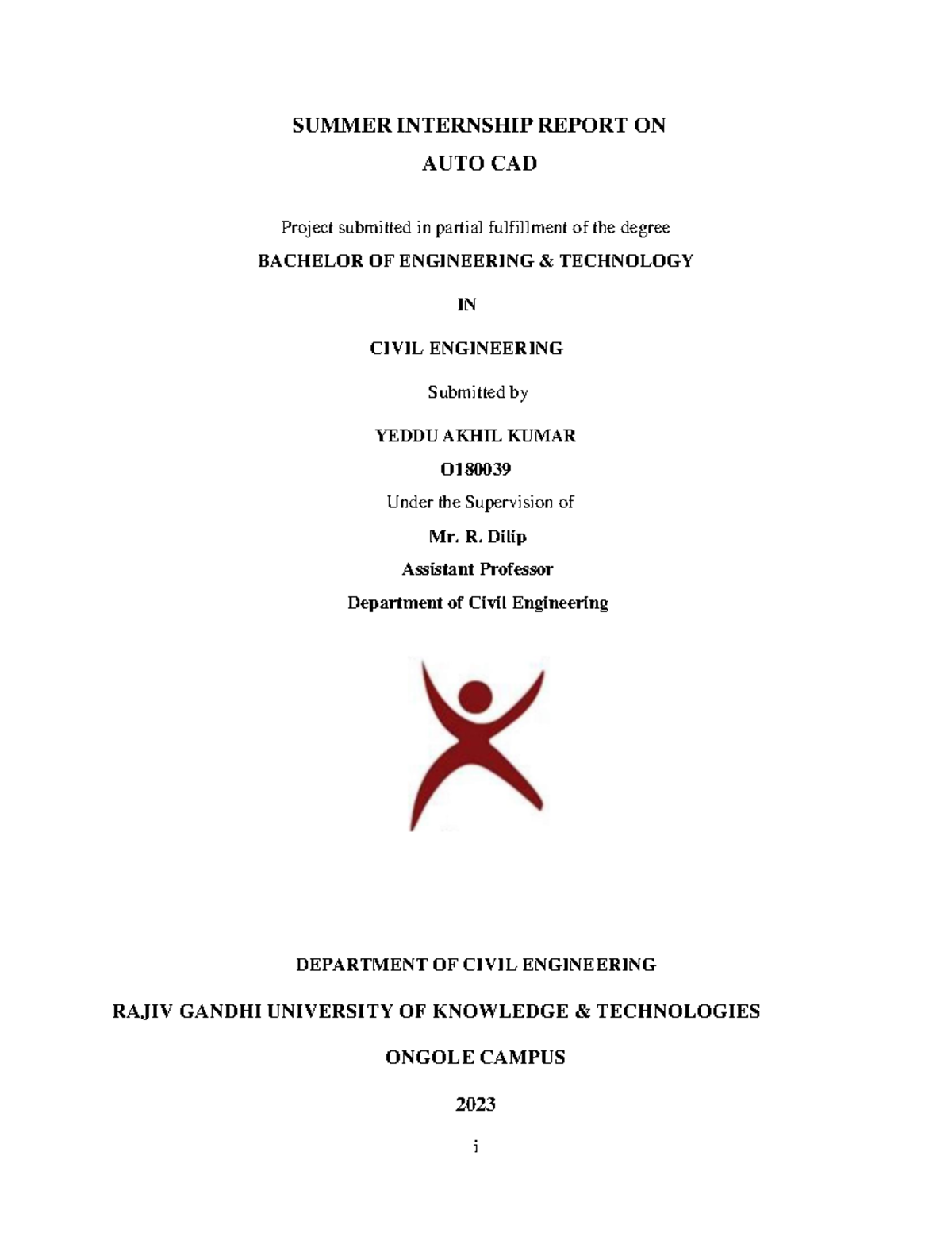 Summer Internship Report on AutoCAD for Civil Engineering (B.E. Year ...