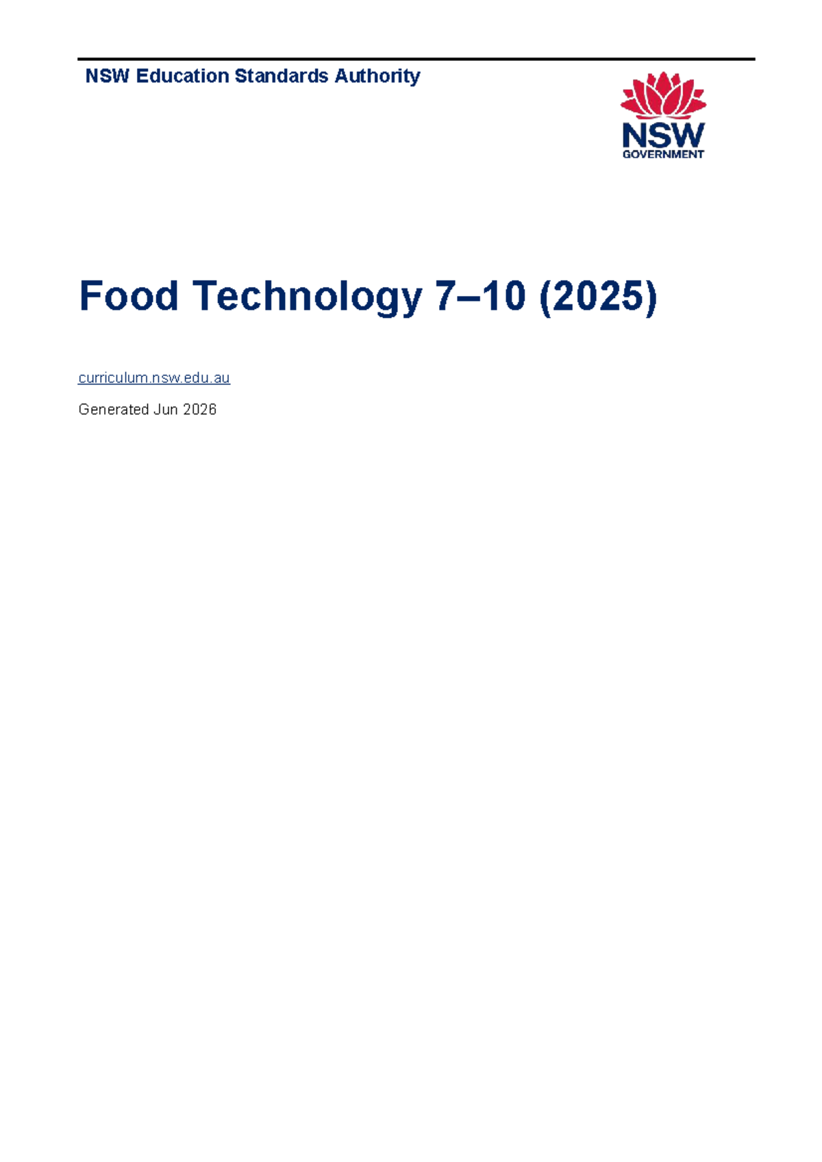 Food Technology Syllabus (2025) Overview and Implementation Guide - Studocu
