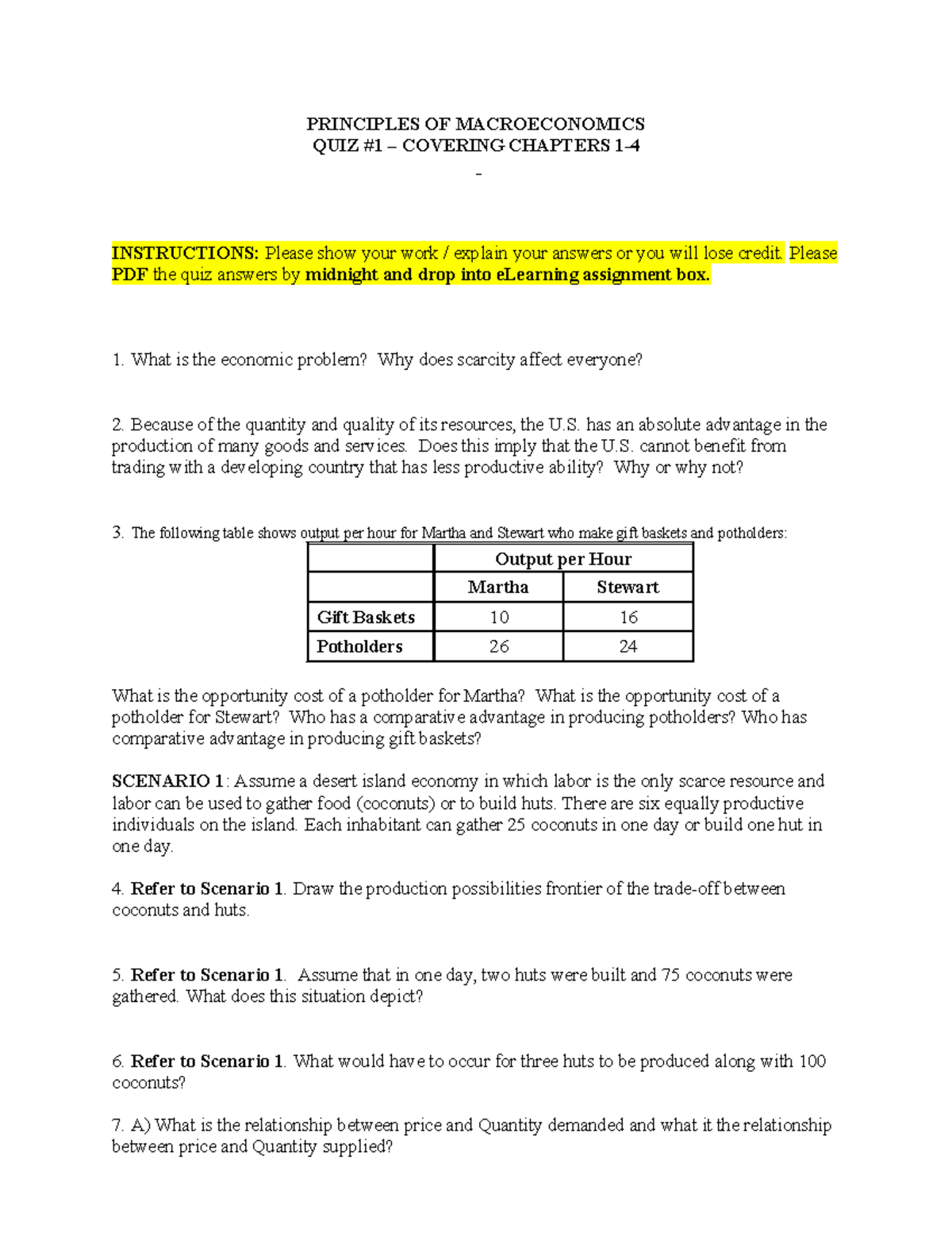 PRINCIPLES OF MACROECONOMICS QUIZ: CHAPTERS 1-12 QUESTIONS - Studocu