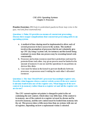 OS CHAP4 Question Answers - CSE 4501 Operating Systems Chapter 4: Threads Practice Exercises ...