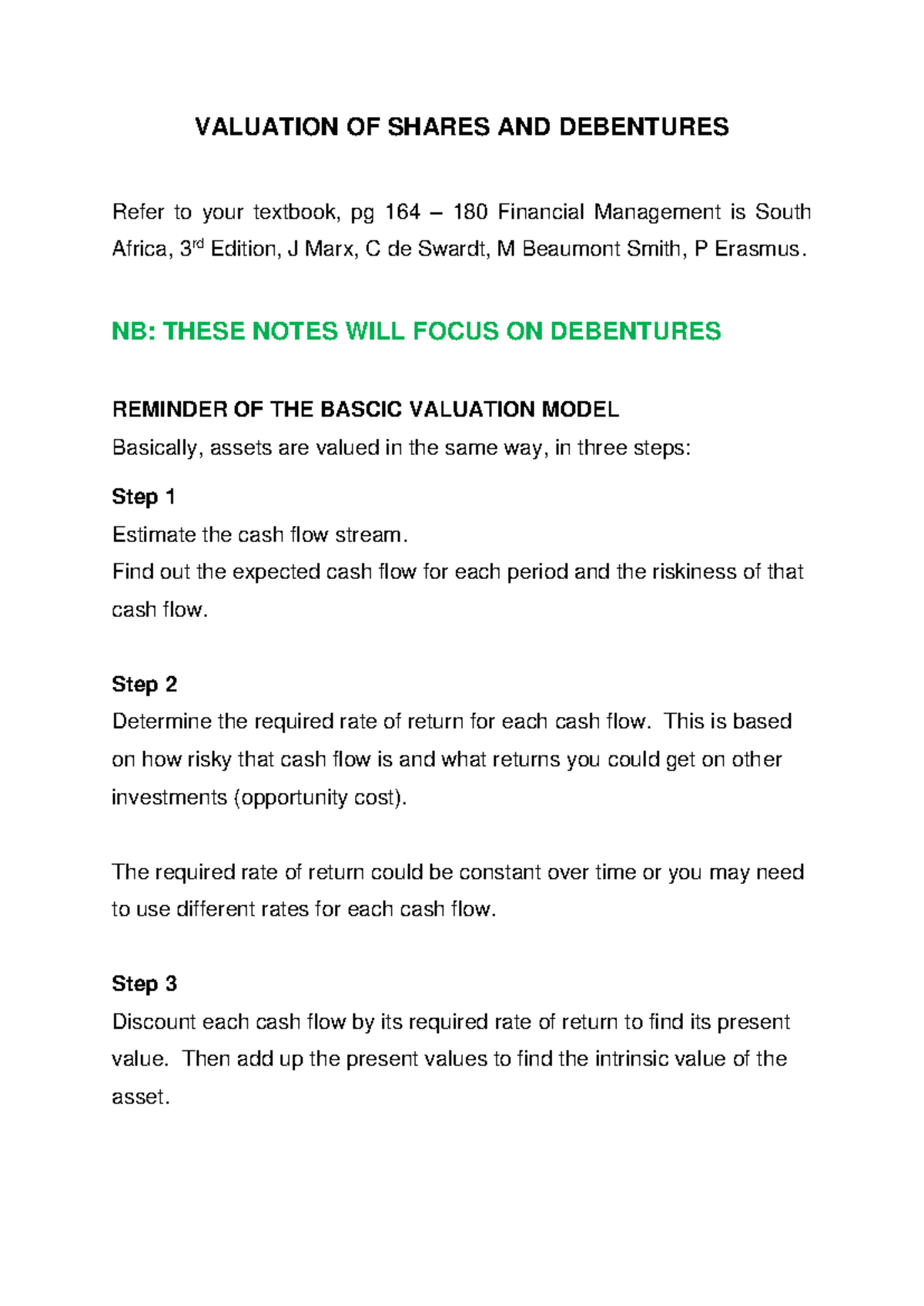 Valuation of Debentures: Key Concepts and Models (FIN 301) - Studocu