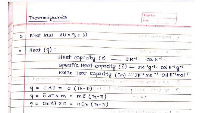 Thermodynamics Lecture Notes: First Law & Key Concepts (AU) - Studocu