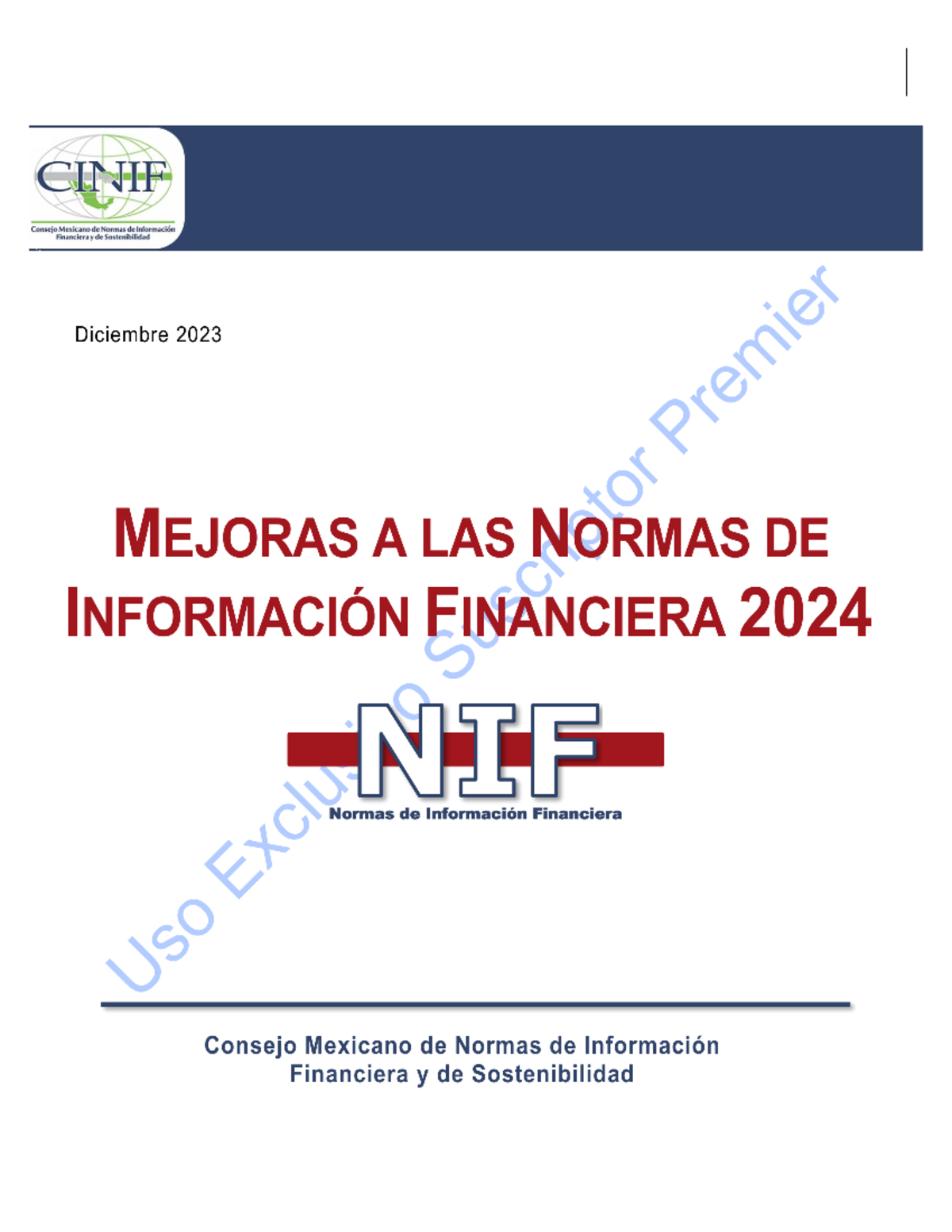 CINIF NIF 2024: Mejoras a las Normas de Información Financiera - Studocu