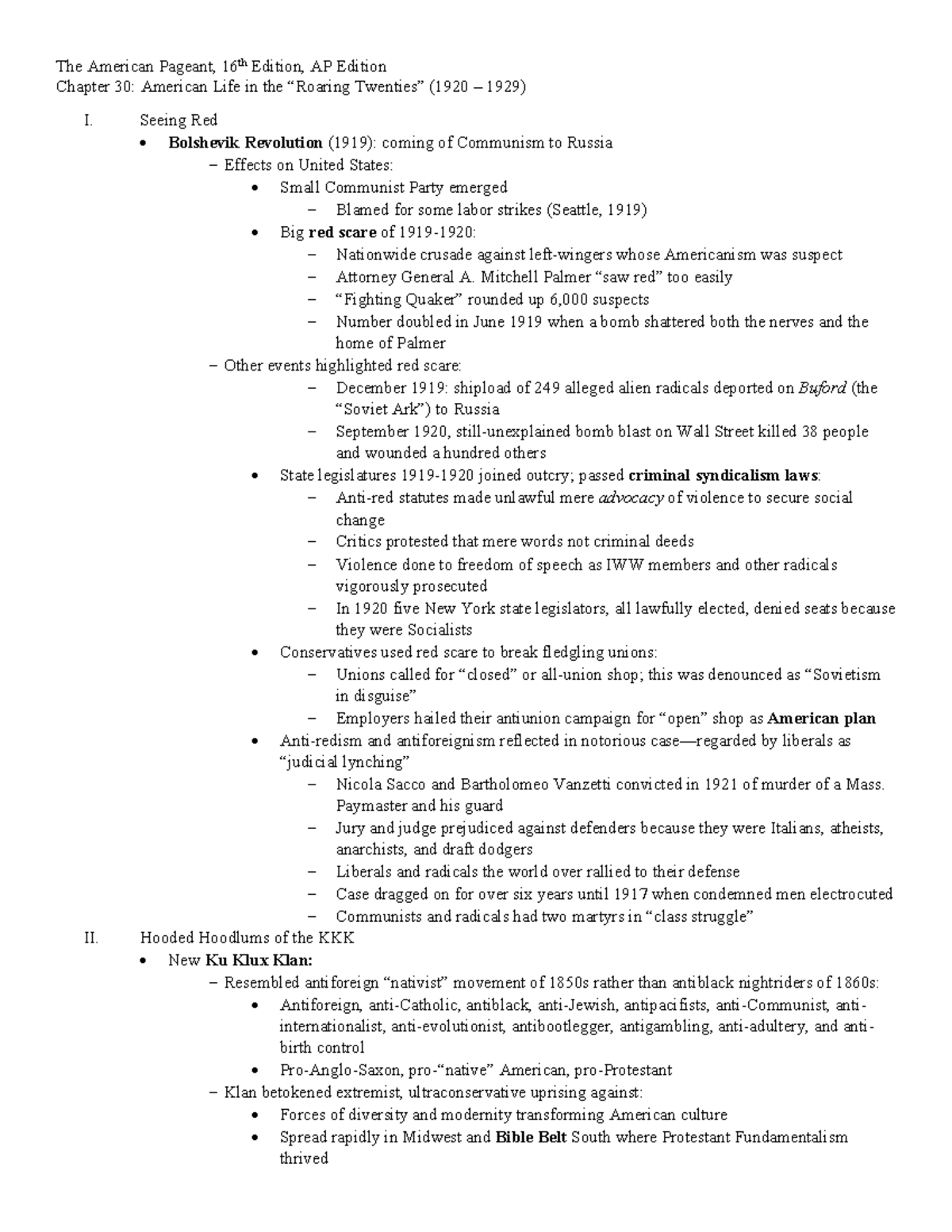 Chapter 30 - American Life in the Roaring Twenties - Seeing Red ...