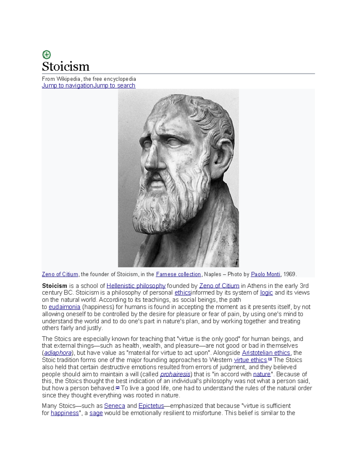 Stoicism - book - Stoicism From Wikipedia, the free encyclopedia Jump ...