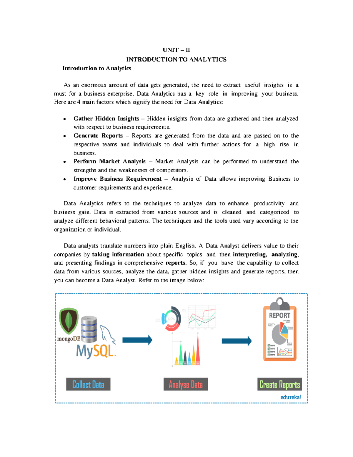 DATA Analytics UNIT - II - UNIT – II INTRODUCTION TO ANALYTICS ...