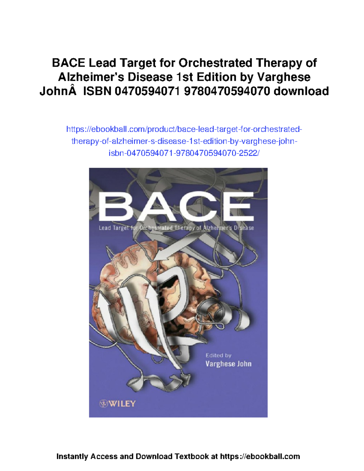 BACE lead target for orchestrated therapy of Alzheimer's disease 1st ...